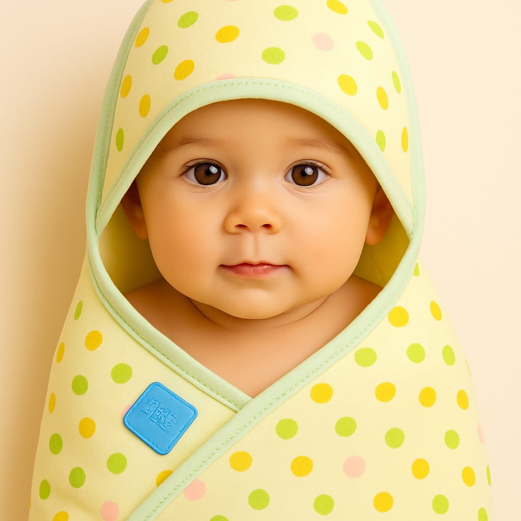Soft Polka-Dot Baby Hooded Blanket | Pastel baby - bazar – Baby Bazar