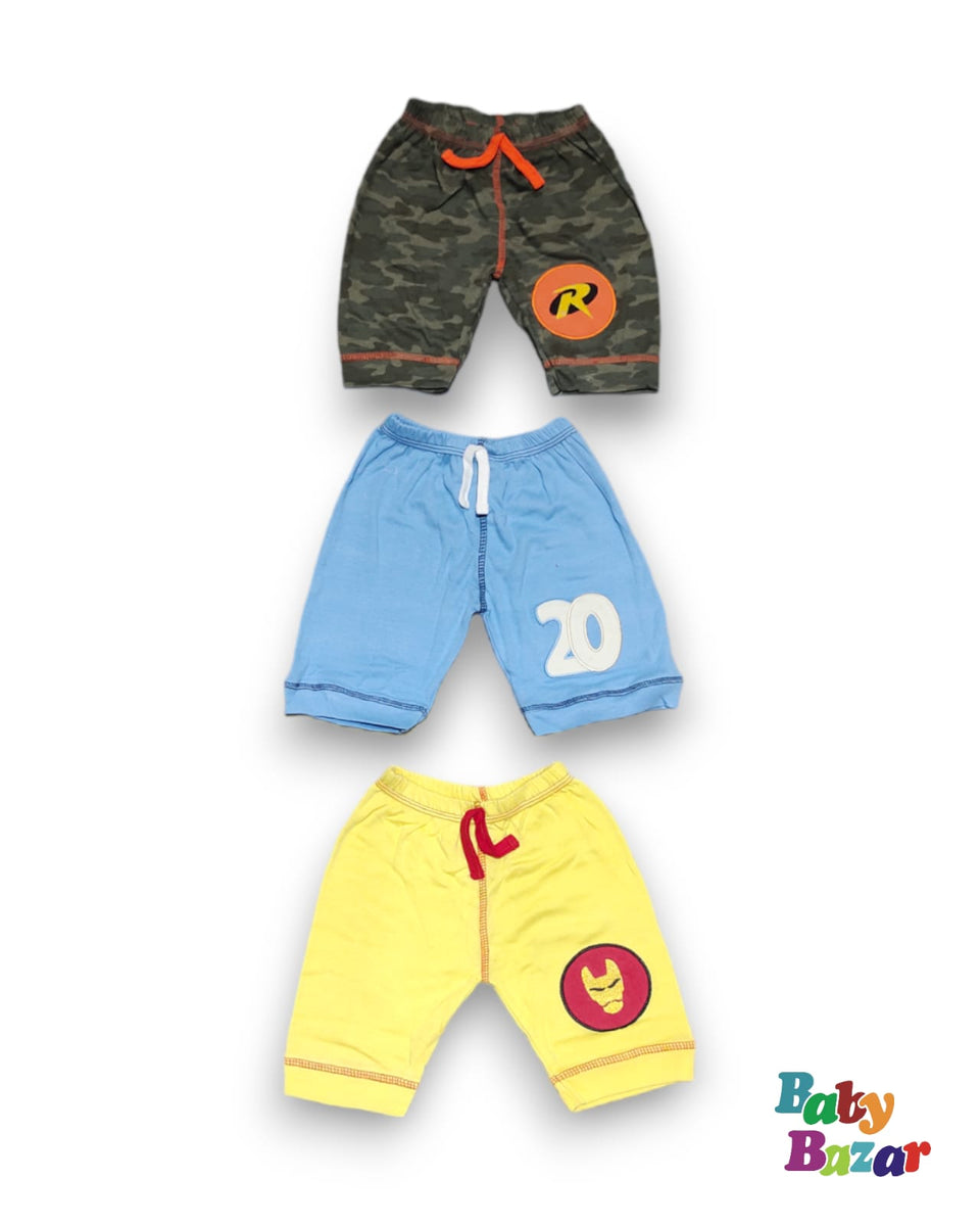 3 Baby Curter Shorts In Different Color And Designs – Baby Bazar