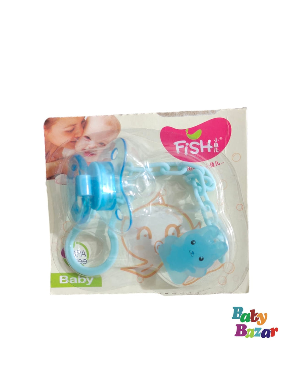 Baby Pacifier With Chain Sky Blue – Baby Bazar