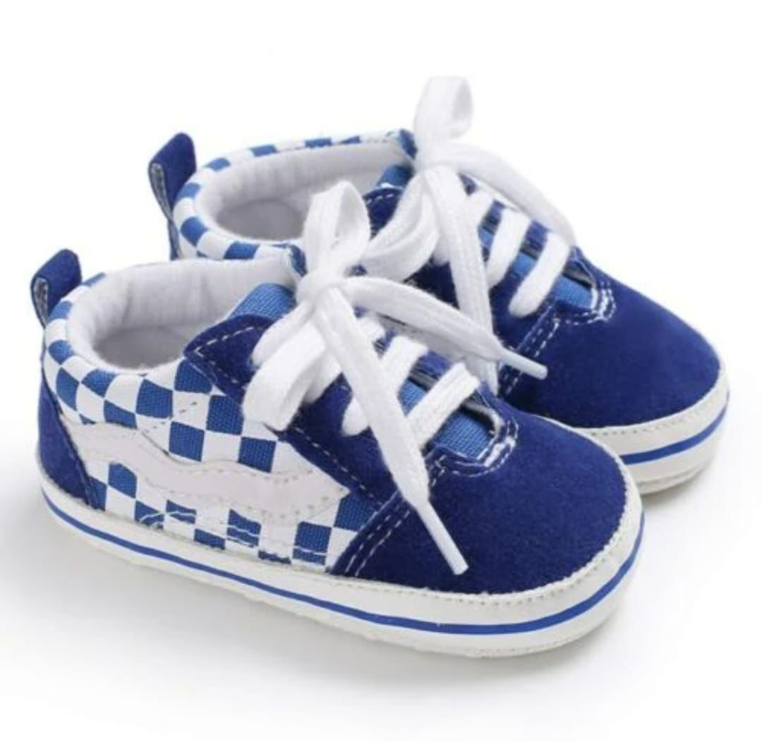 Baby Boy Sneaker Shoes In Check Design Blue Color – Baby Bazar