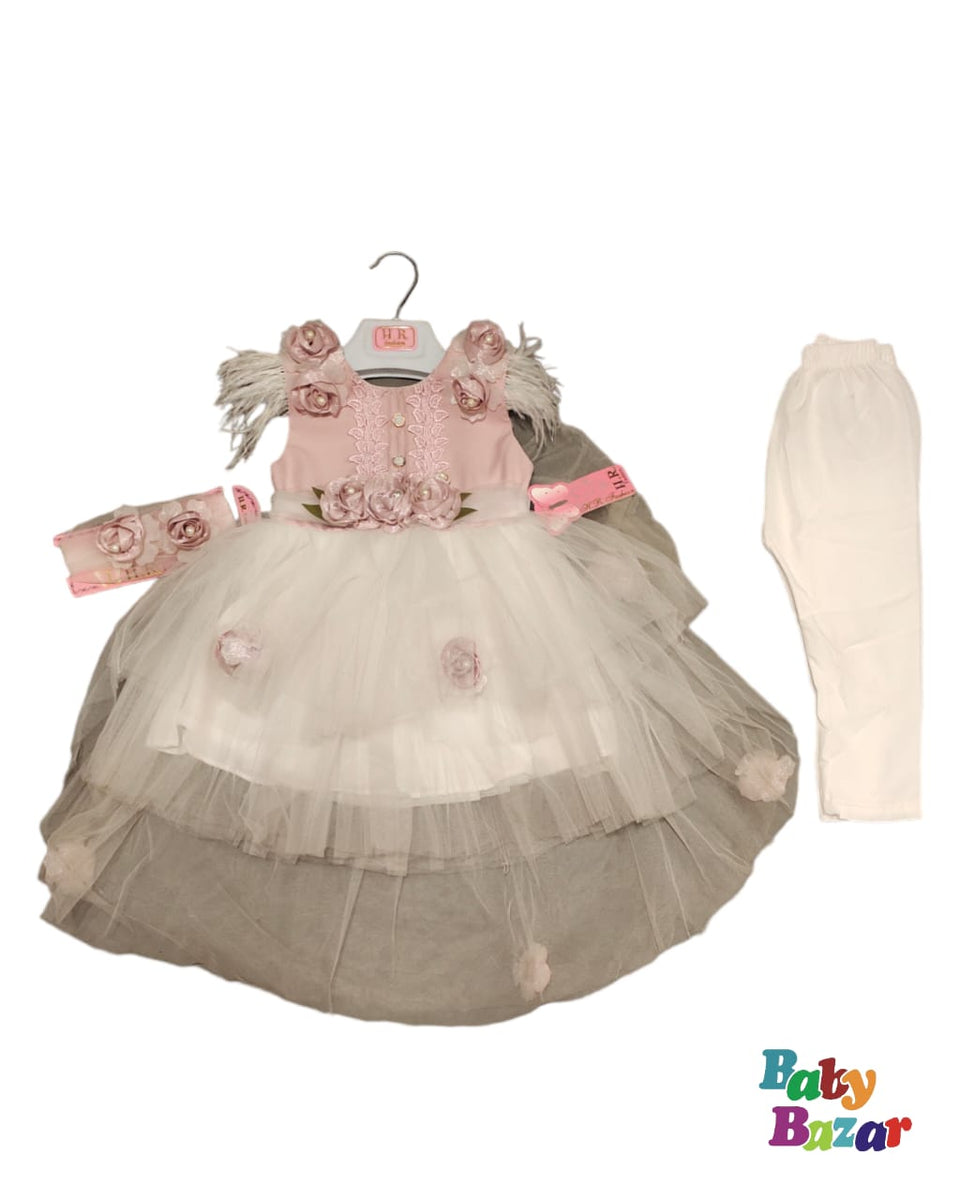 Baby Girl Fancy Frock In White Color Beautiful Design – Baby Bazar