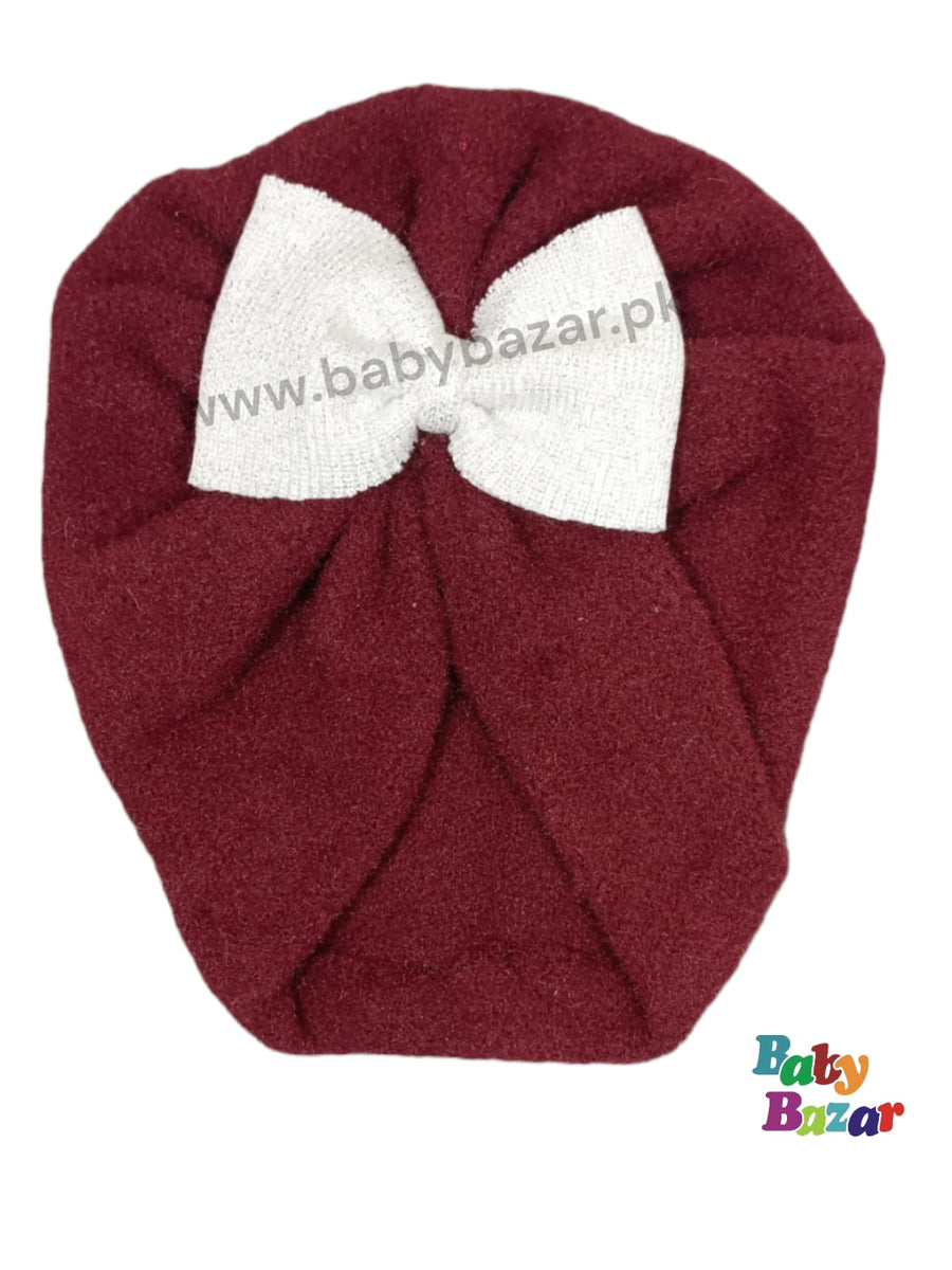 Baby Girl Turkish Style Winter Cap In Maroon Color Size 6 Months to 2 ...