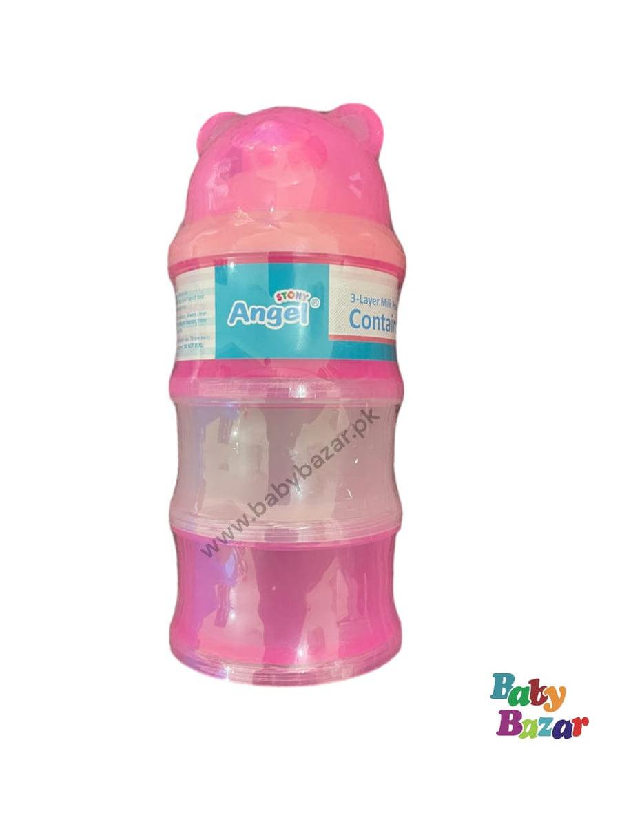 Baby Milk Container In 3 Layers Pink Color – Baby Bazar