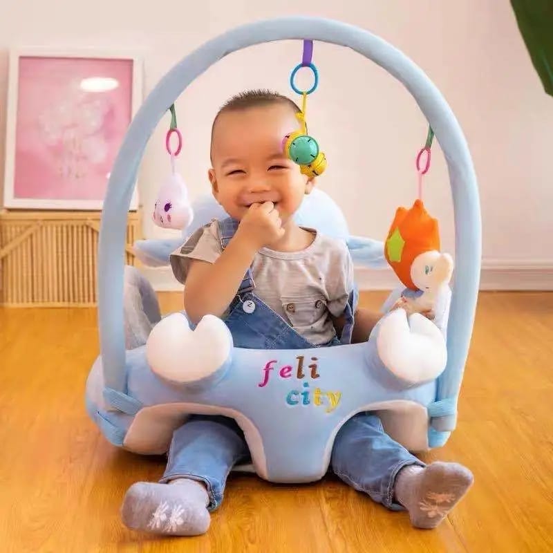 Baby Sofa Seat In Cat Character With Rattles Bar - Baby Bazar
