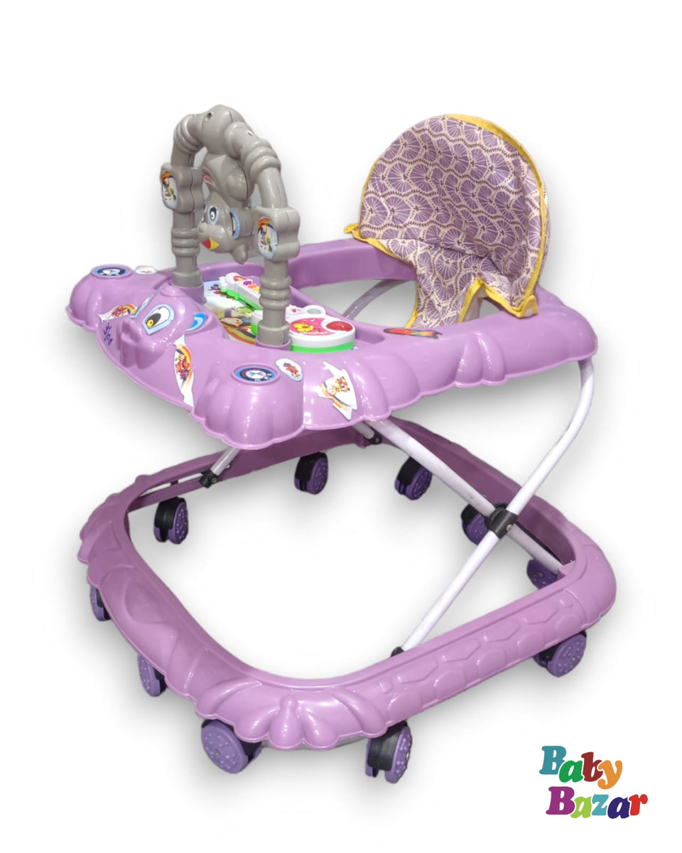 Baby Walker In Monkey Character Purple Color With Music – Baby Bazar
