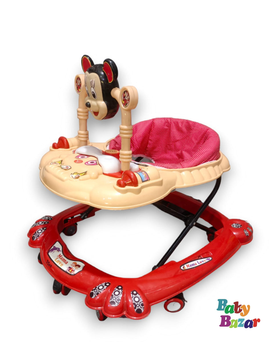 Baby Walker In Red Color Mickey Mouse Character With Music – Baby Bazar