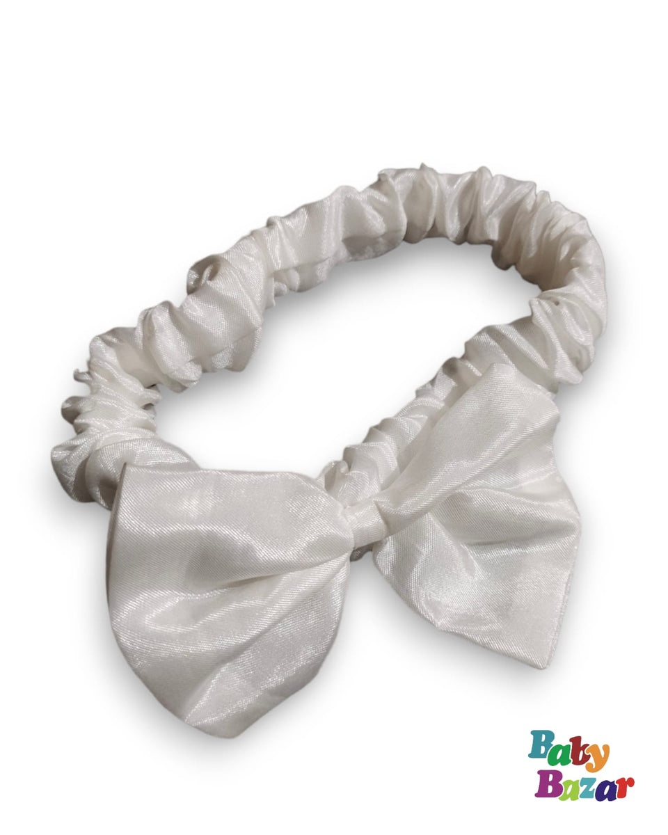 Beautiful Head Ribbon For Baby Girl In White Color – Baby Bazar
