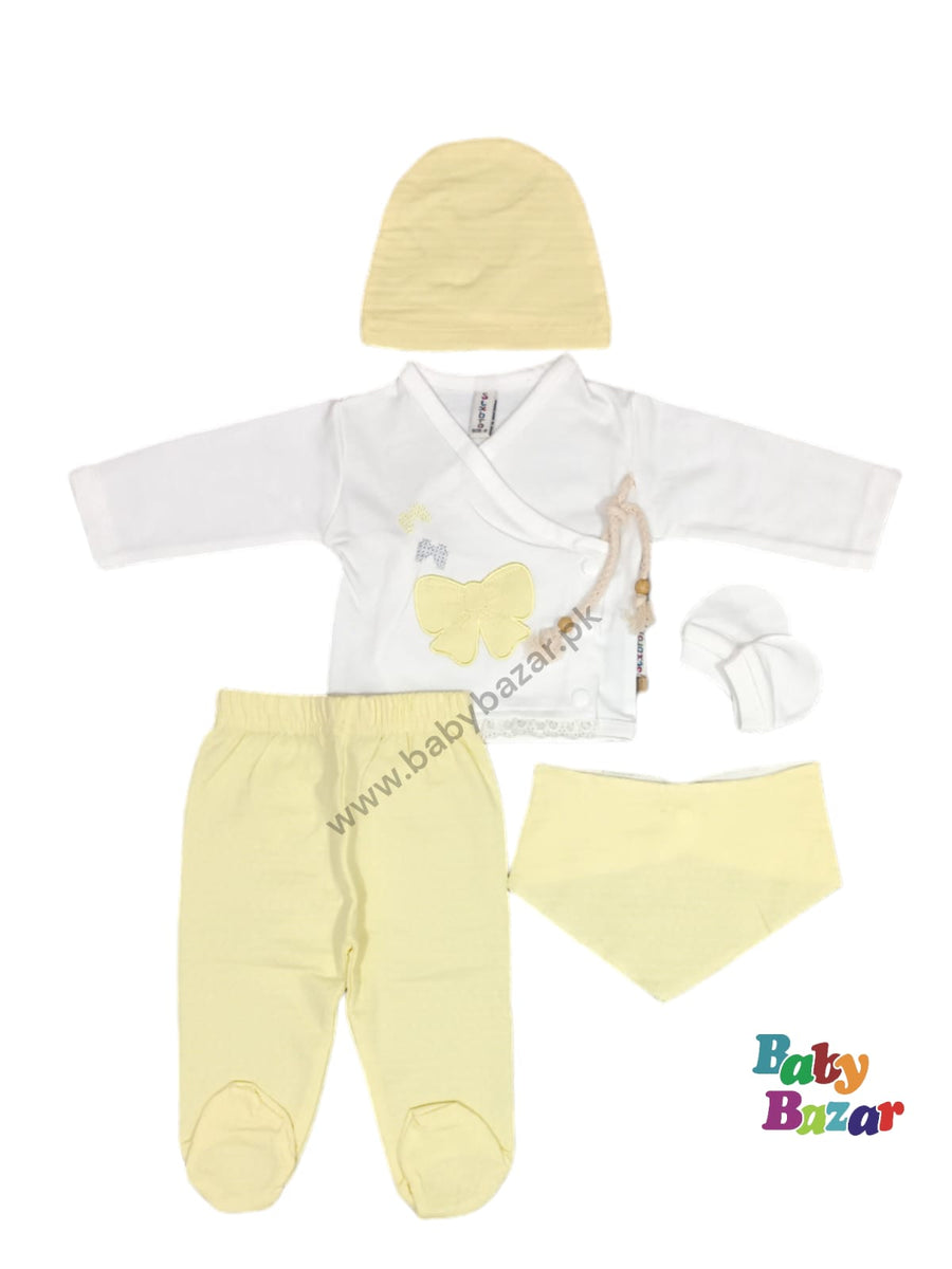 Dress For Newborn Baby In Blended Stuff Yellow Color – Baby Bazar