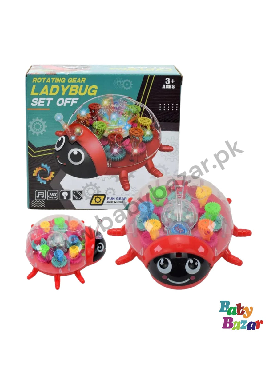 Electric Transparent Battery Operated Rotating Gear Ladybug Toy With L ...