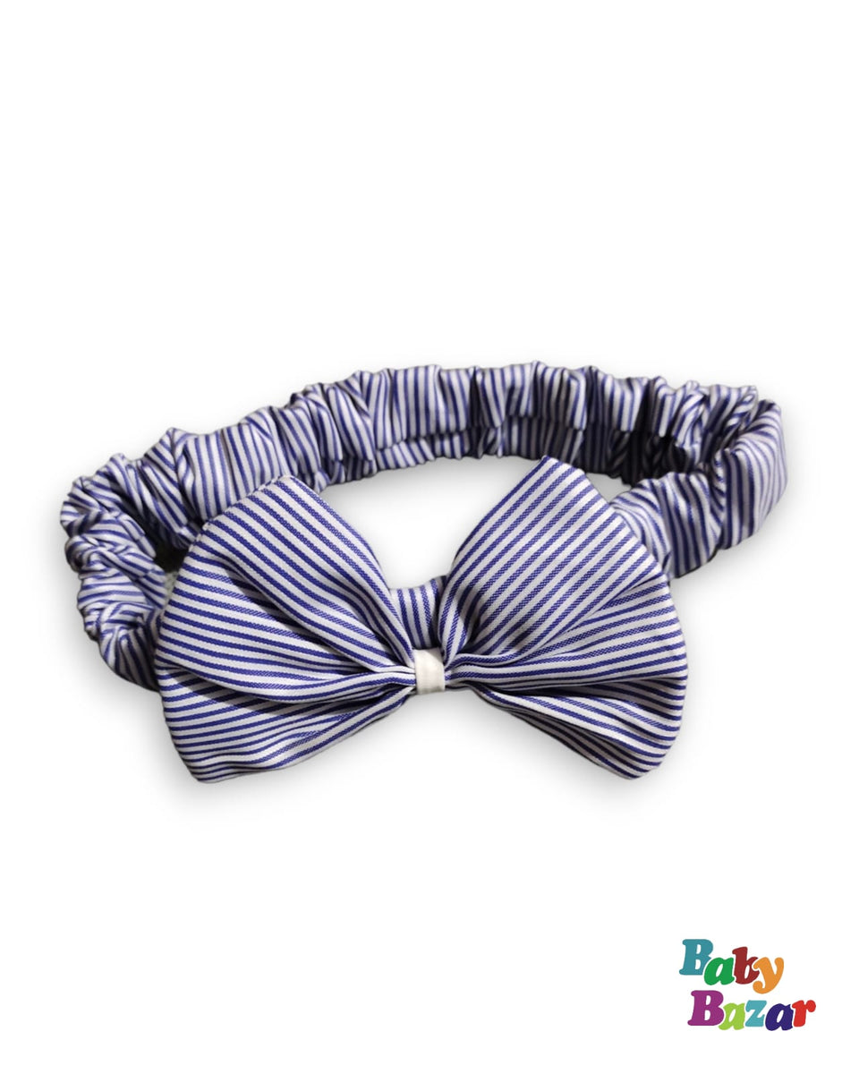 Head Ribbon For Baby Girl In Blue Lining Design – Baby Bazar