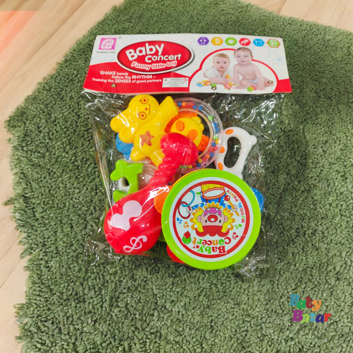 Baby 9 Pc Rattle Set In Different Shapes And Colors - Baby Bazar