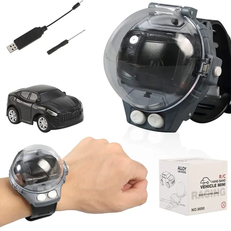 Mini RC Car Watch Toy Cartoon Remote Control USB Electric Wrist Strap ...