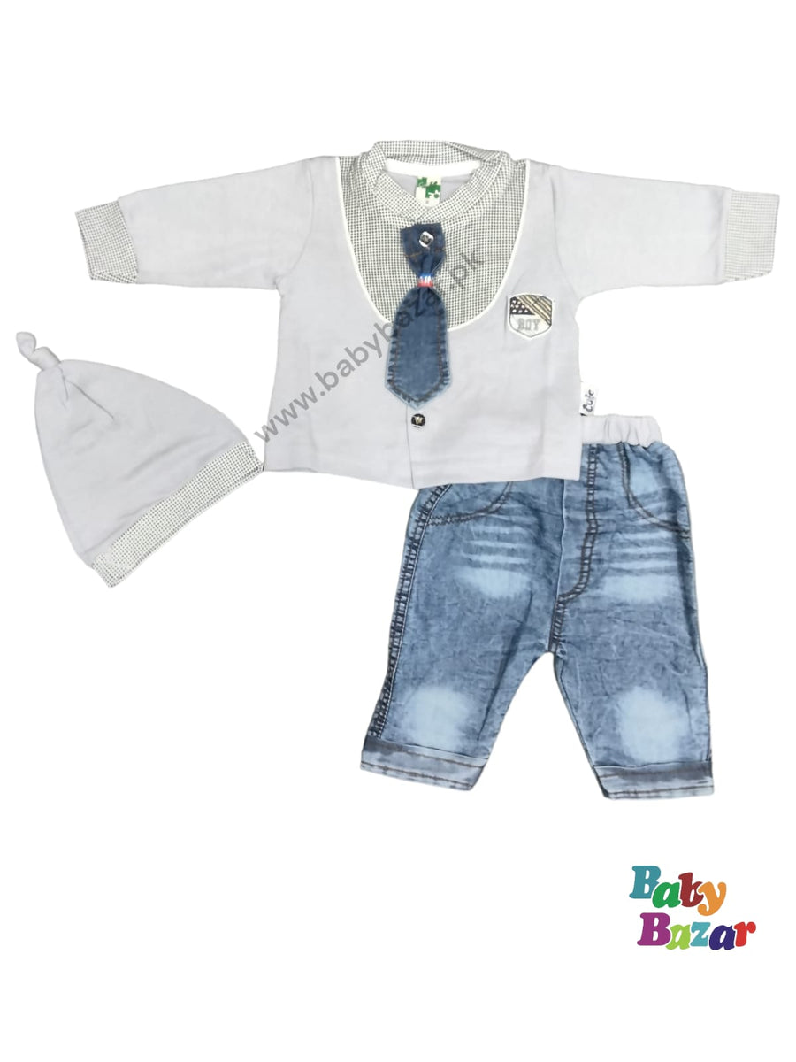 Newborn Baba Blended Stylish Dress In Grey Color – Baby Bazar