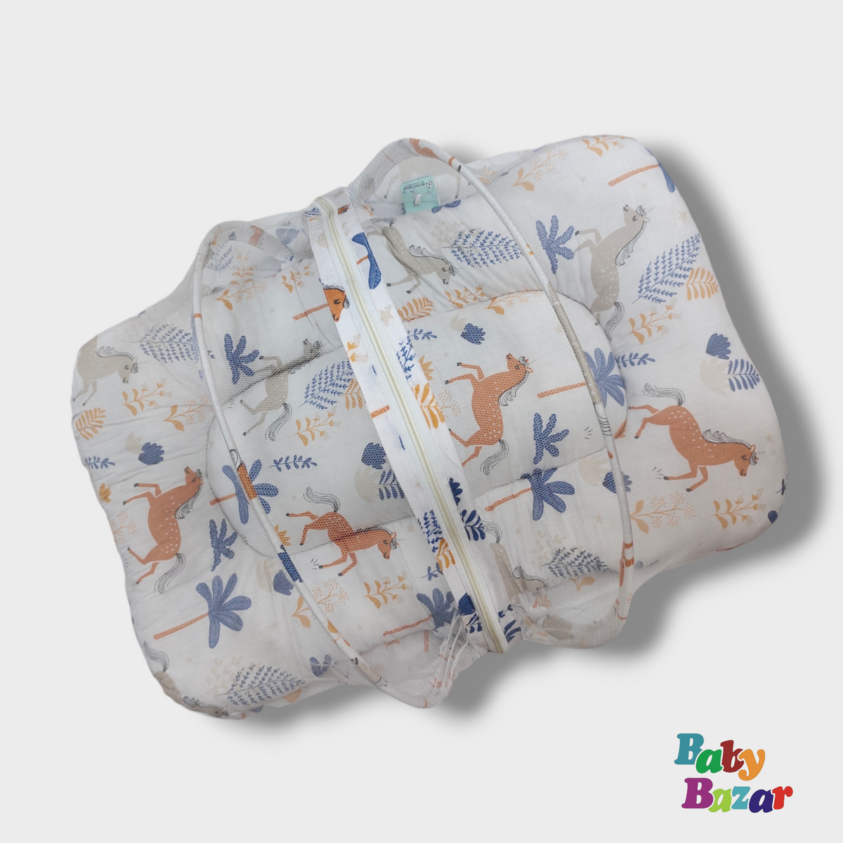 8 PCs Baby Bistar Set Horse Print-Light Blue – Baby Bazar