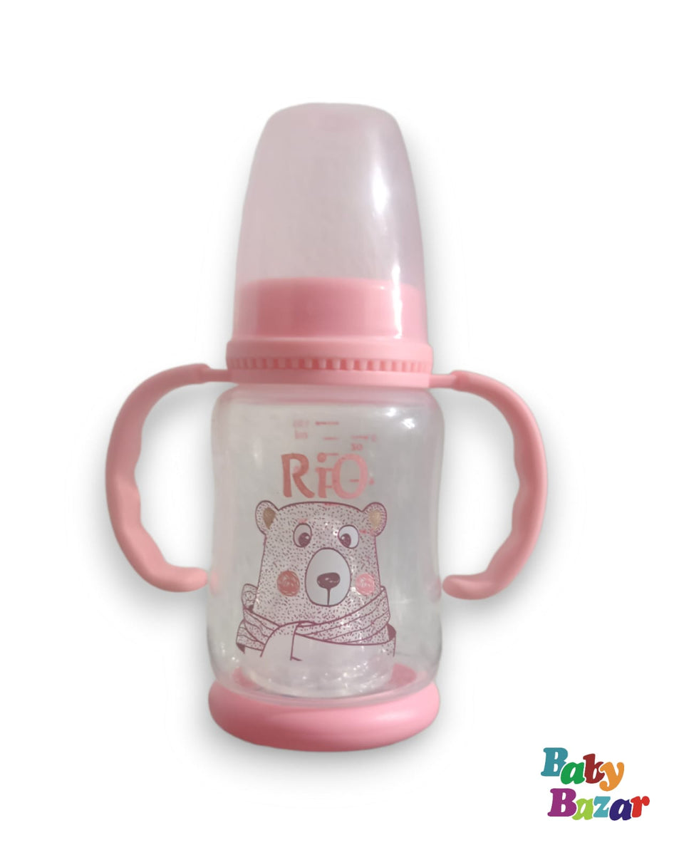 Rio Printed Transparent Baby Feeder In Plastic Material With Pink Lid ...