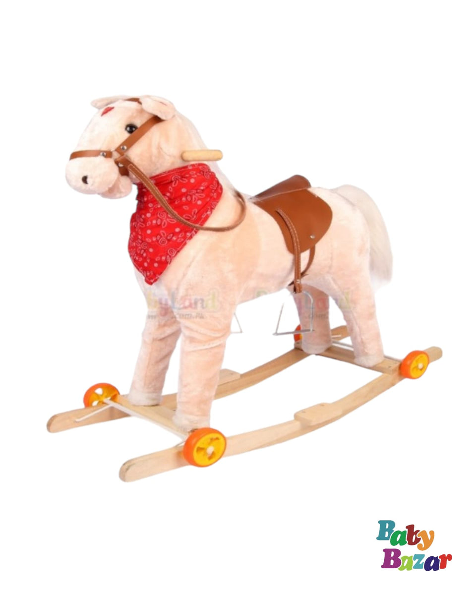 Small Rocking Wooden Horse Ride On Toys Colorful Moving Mouth & Tail W ...