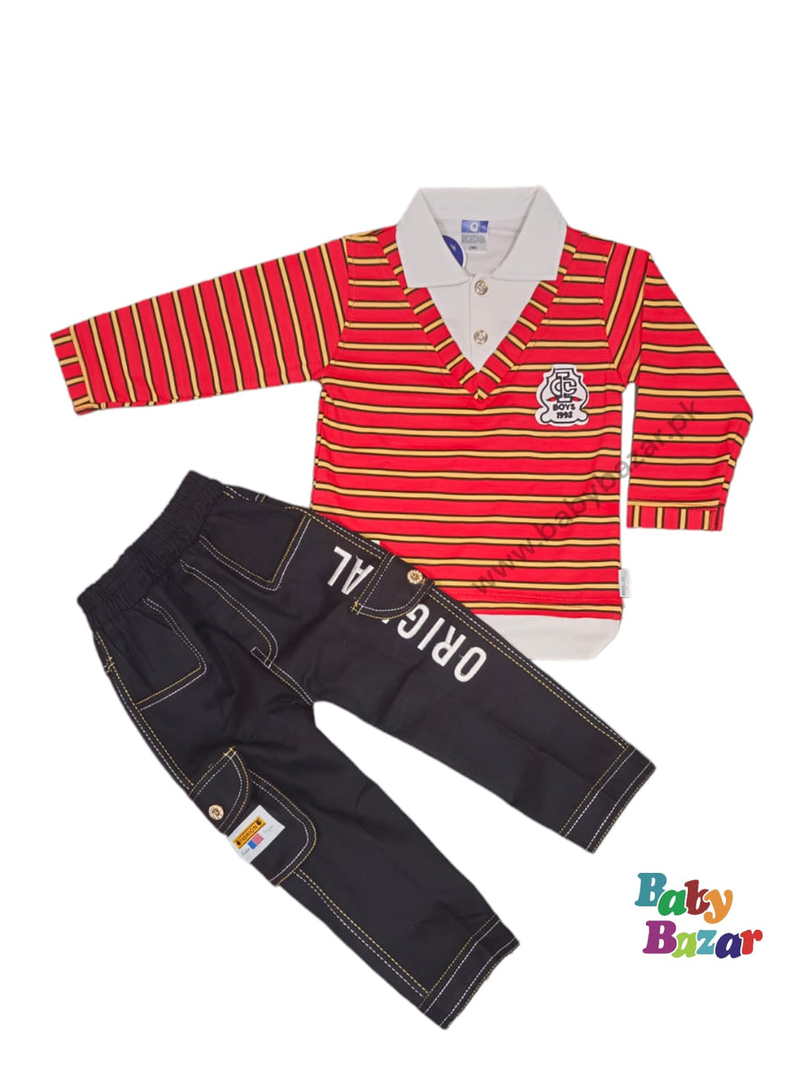 Stylish Dress For Boy Kids In Blended Stuff Red Color – Baby Bazar