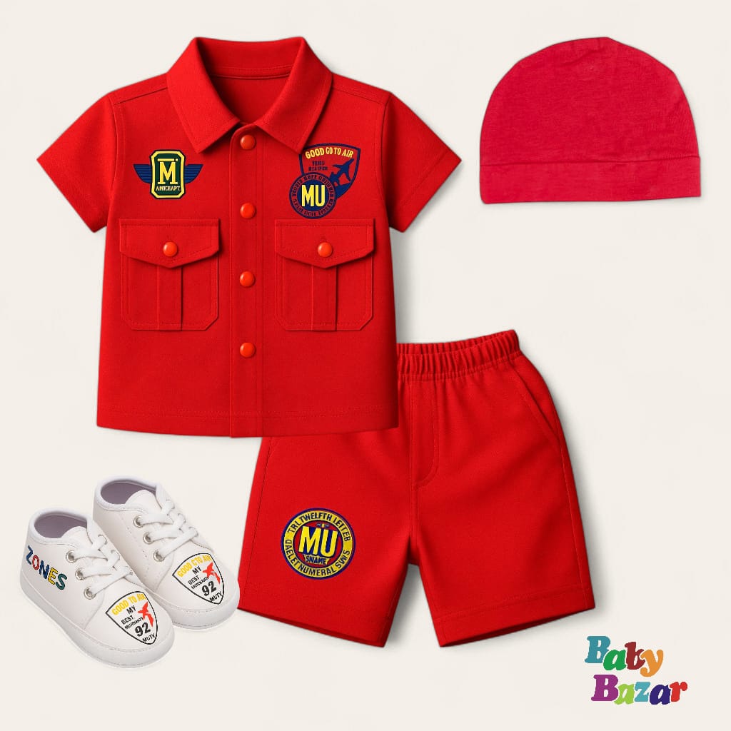 Stylish Red Baby Boy Summer Outfit – Shirt, Shorts baby - bazar – Baby ...