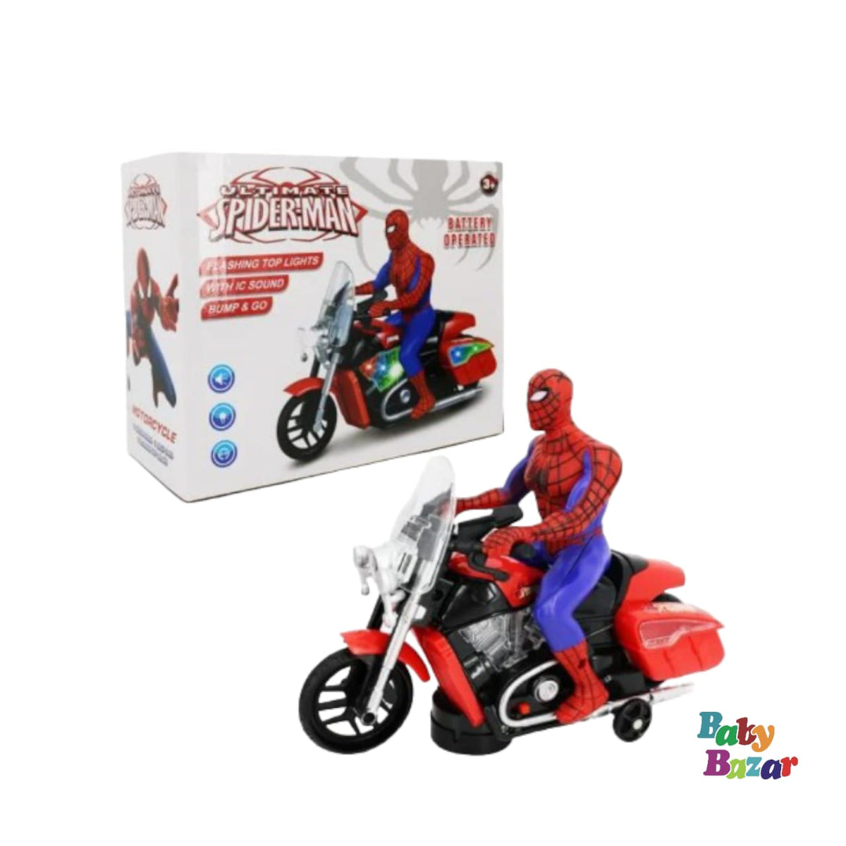 Spider Man- Battery Operated Motorcycle with IC Sound and Flashing Lig ...