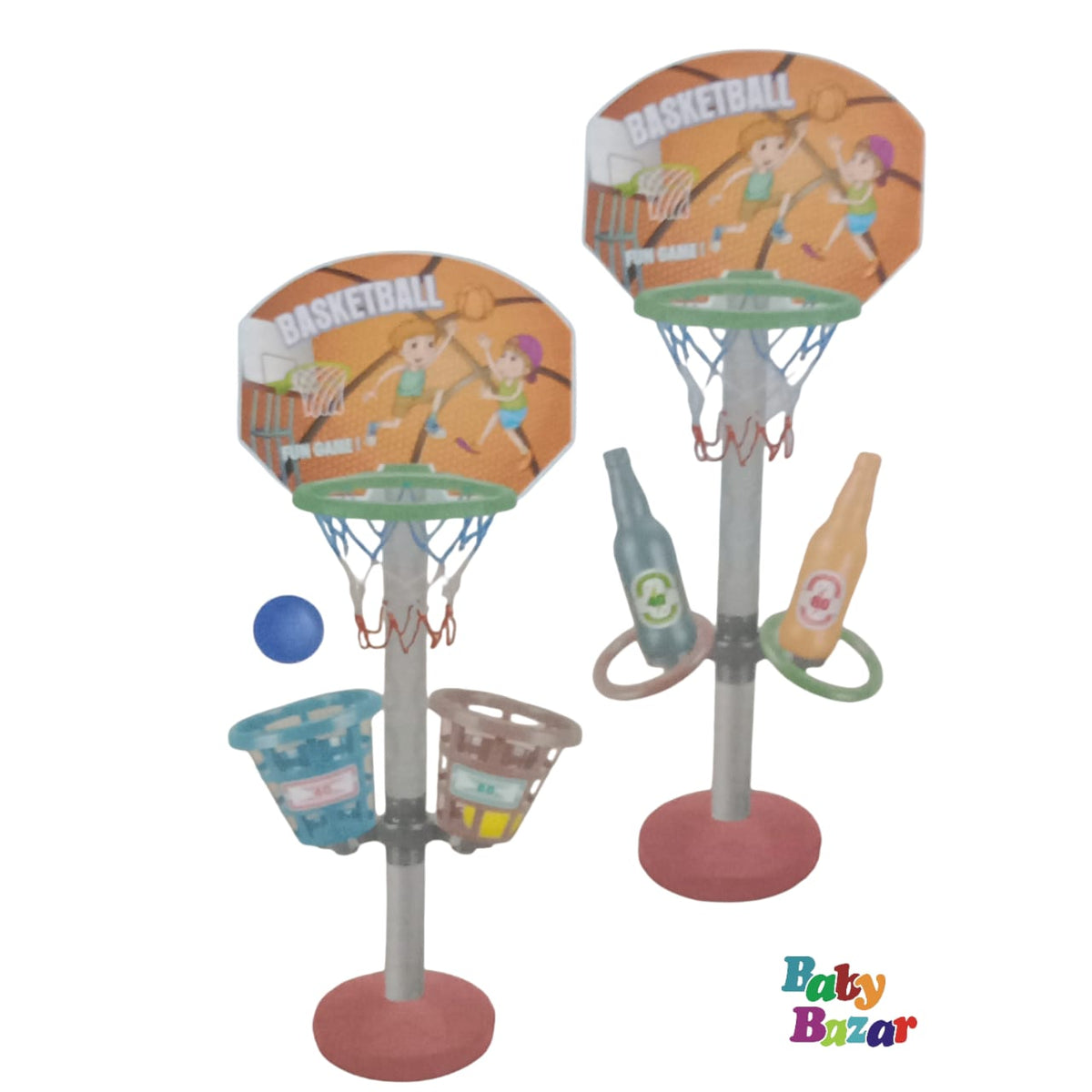 Kids 2-In-1 Toss Game Set – Basketball & Ball Toss, Multi-Color, 23 Pi ...