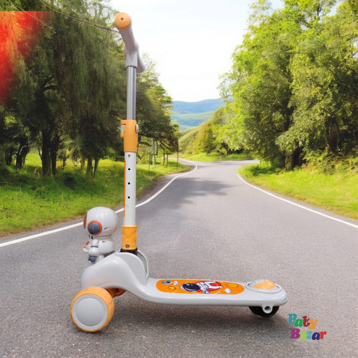 Easy Foldable Kids Scooty with Lights - Yellow – Baby Bazar