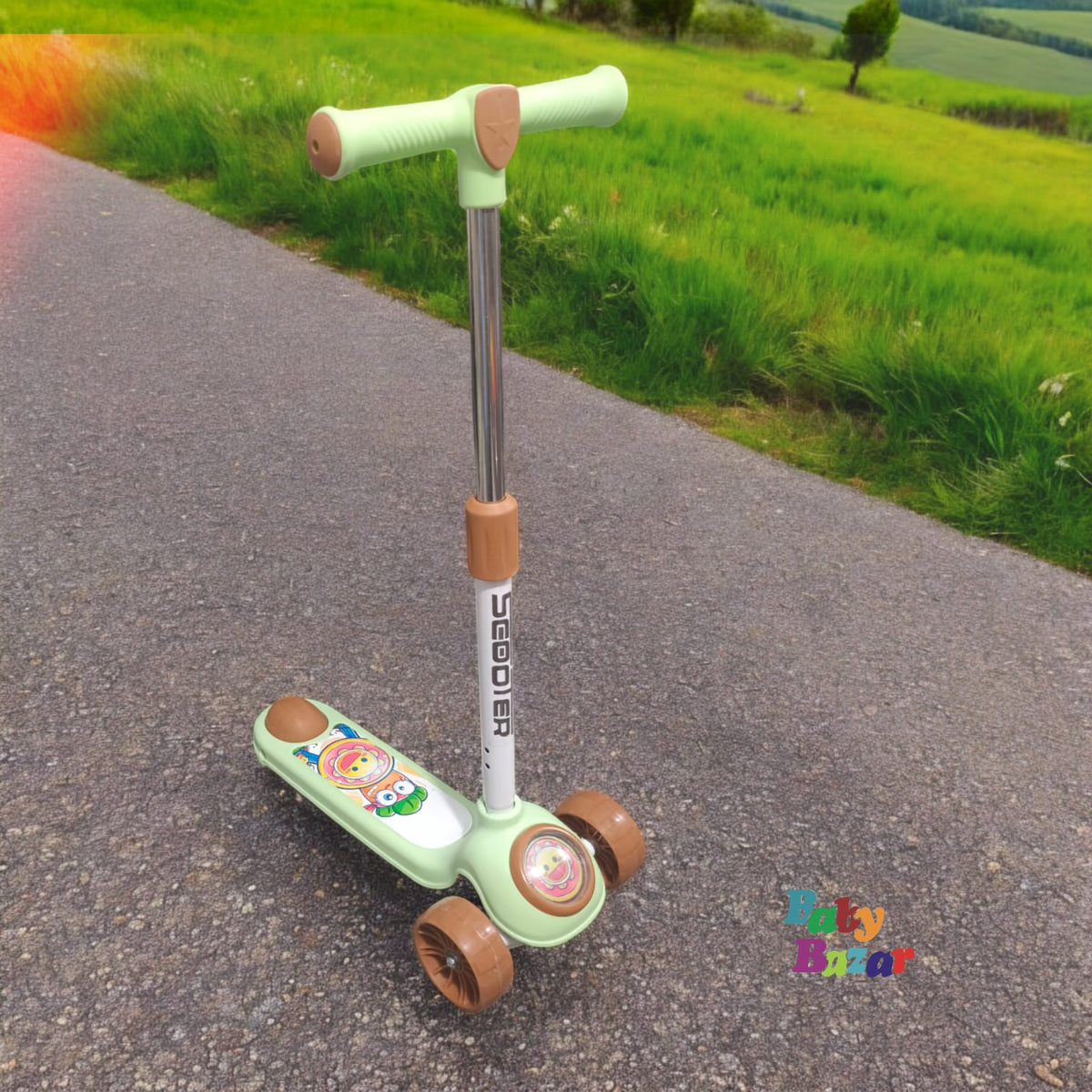 Beautiful 3 Wheel Folding And Adjustable Scooty With Light For kids ...