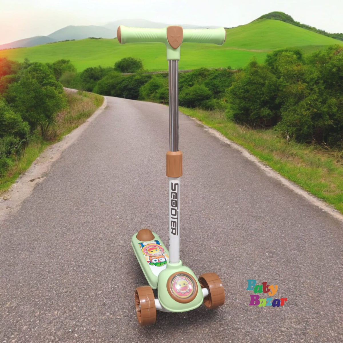 Beautiful 3 Wheel Folding And Adjustable Scooty With Light For kids ...