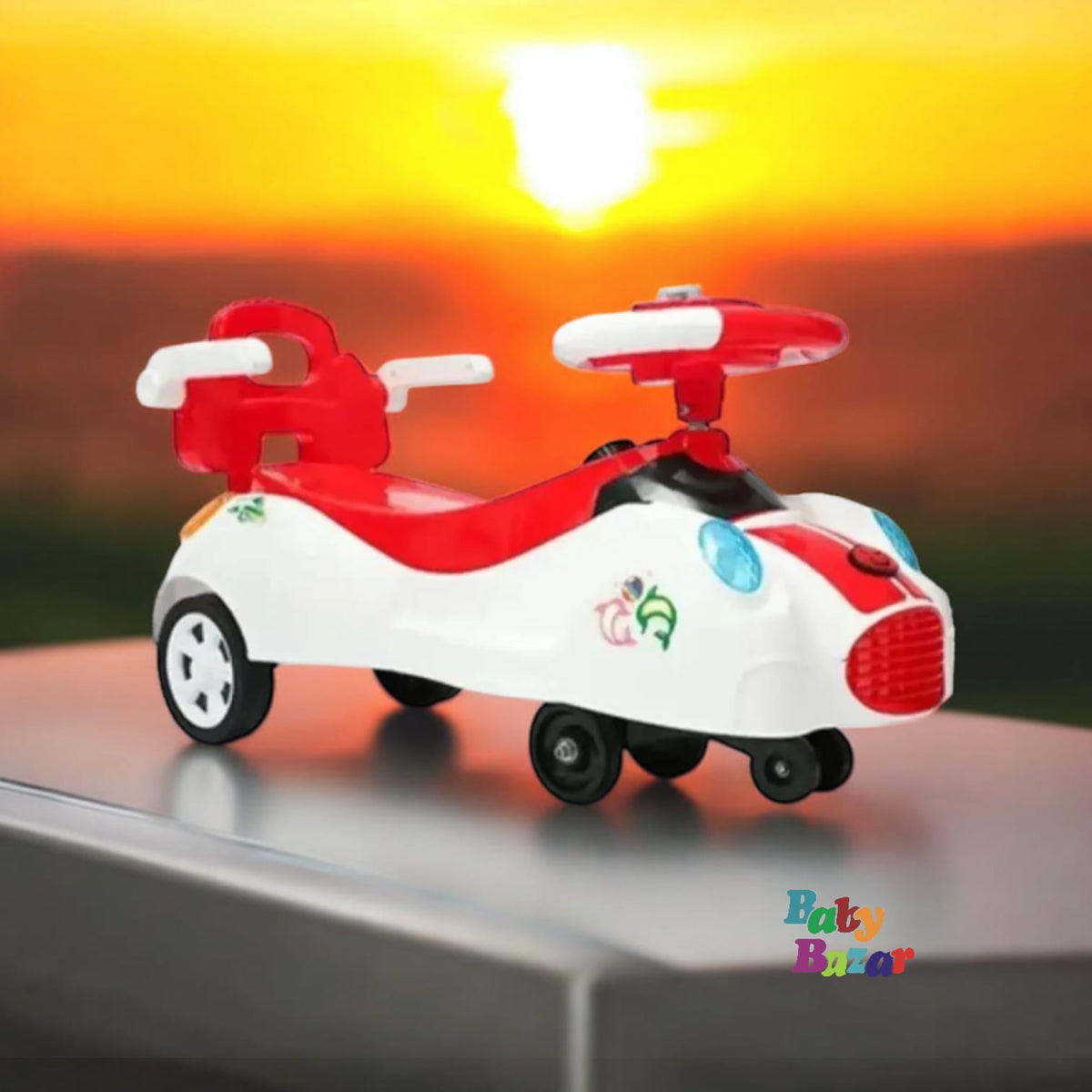 New Dolphin Ride On Push Car For Kids - Red Baby Bazar.pk