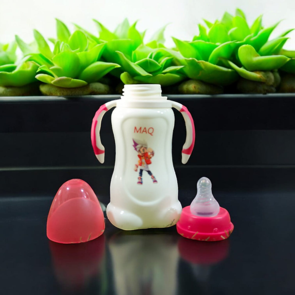 MAQ Brand Baby Feeder Bottle – 280ml (10 Oz) with Normal Nipple and Ha ...