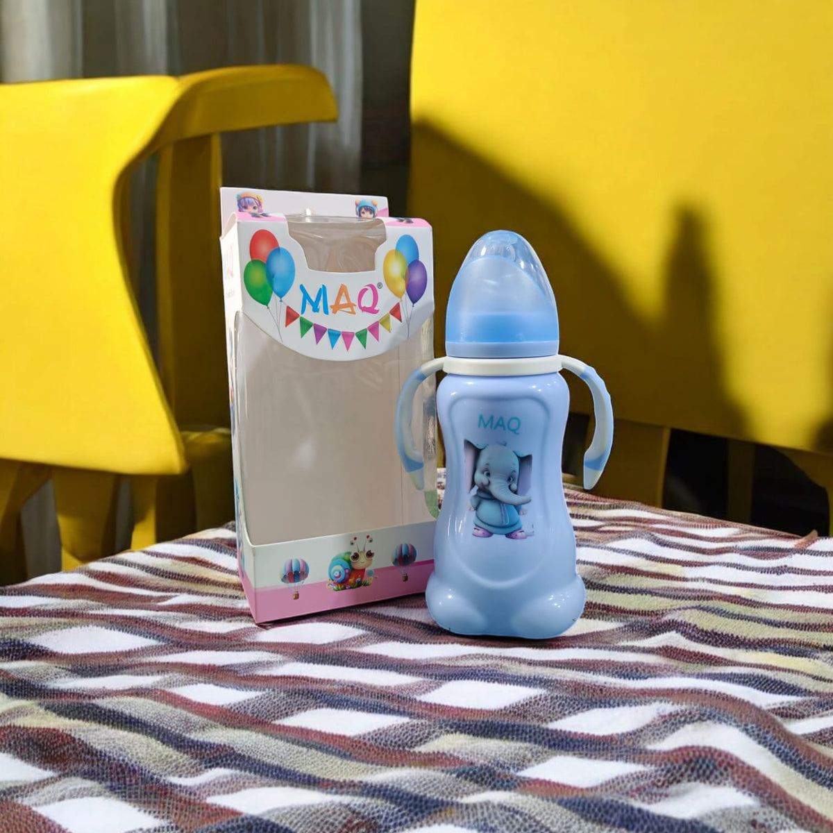 MAQ Brand Colored Baby Feeder Bottle – 280ml (10 Oz) with Normal Nippl ...