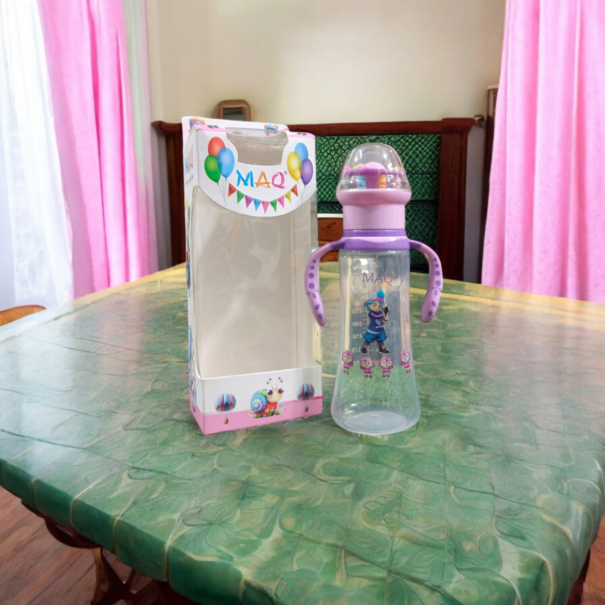 Baby Feeder Bottle Transparent 270ml MAQ Regular Niple with Handle - P ...