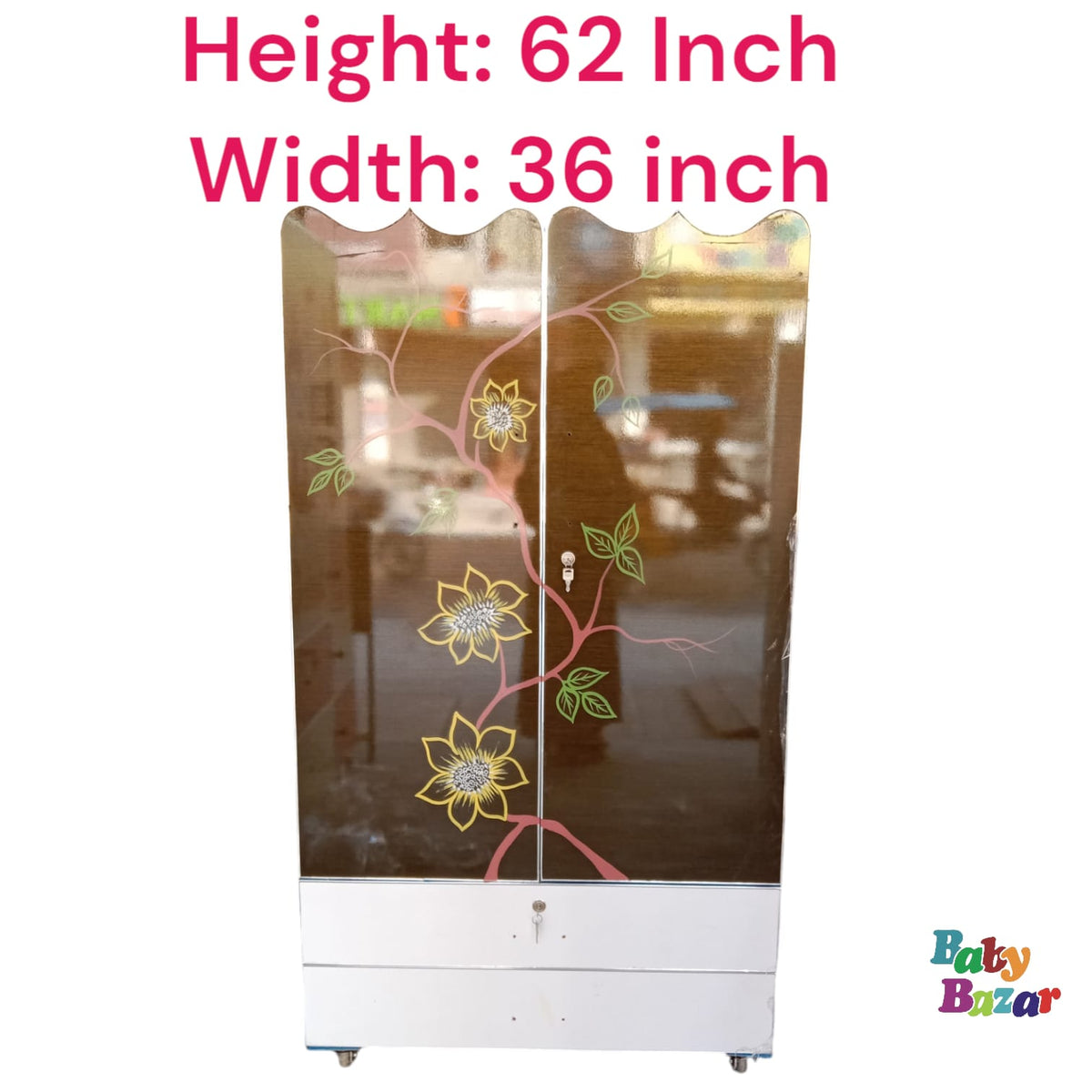 62*36 inch Beautiful Baby Cupboard Wooden Kids Cupboard Flower Print ...
