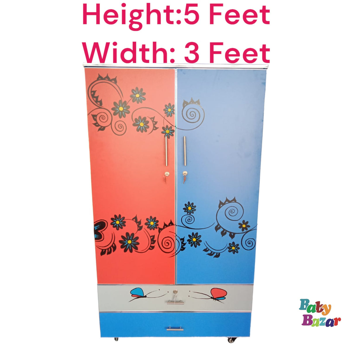 Beautiful Wooden Kids Cupboard Flower Print baby - bazar – Baby Bazar