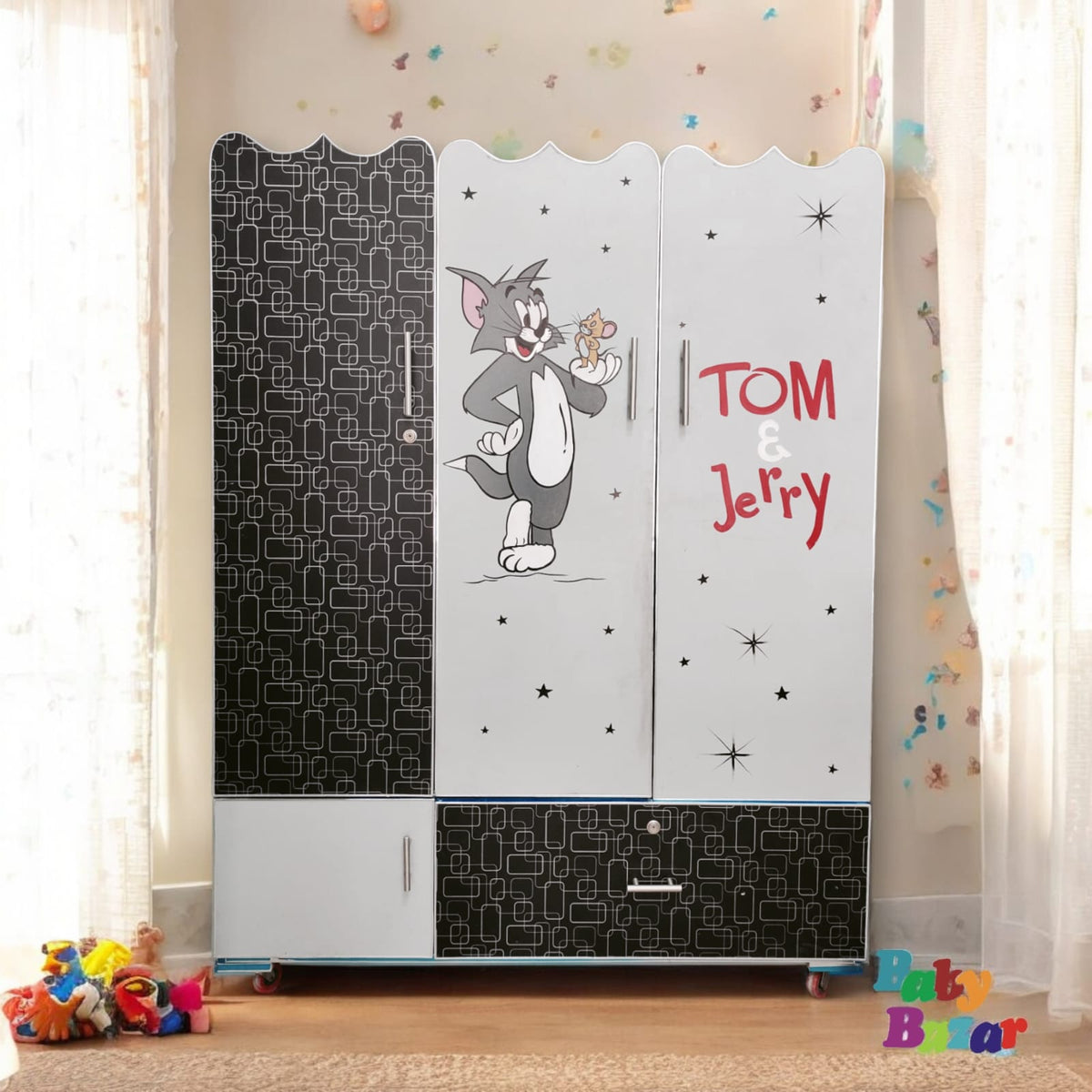5ft Wooden Tom & Jerry Almari with Stylish Design and Storage ...