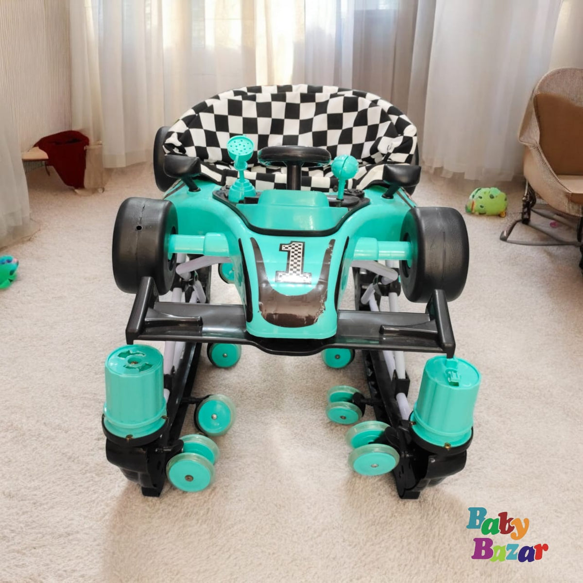 Racing Car-Themed Baby Walker And Rocker with Comfortable Seat and ...