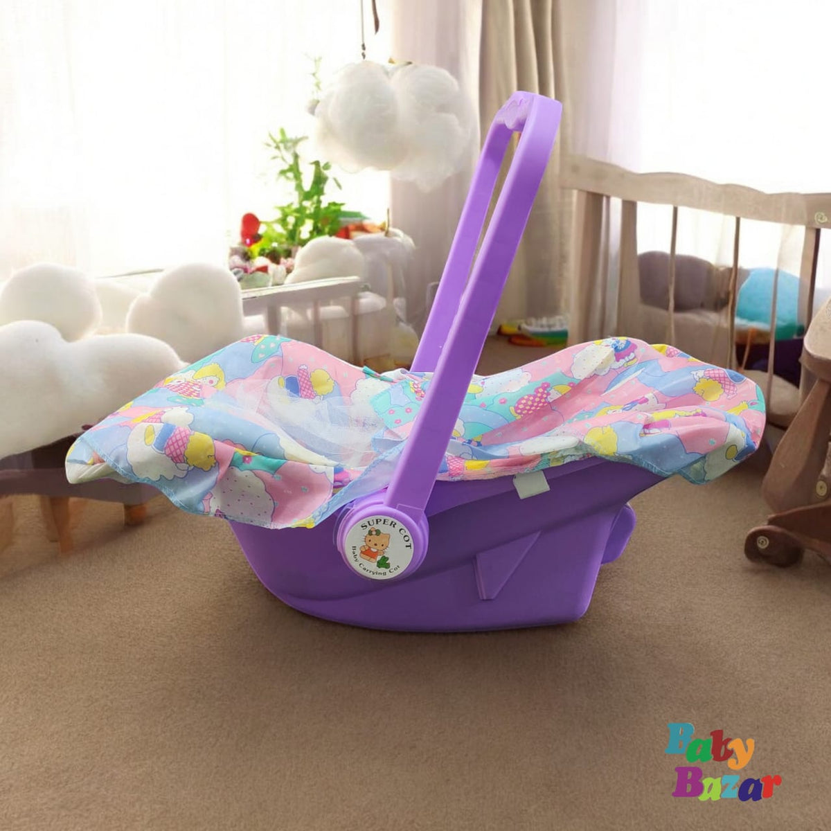 Lavender Purple Infant Carry Cot with Mosquito Net baby - bazar – Baby ...