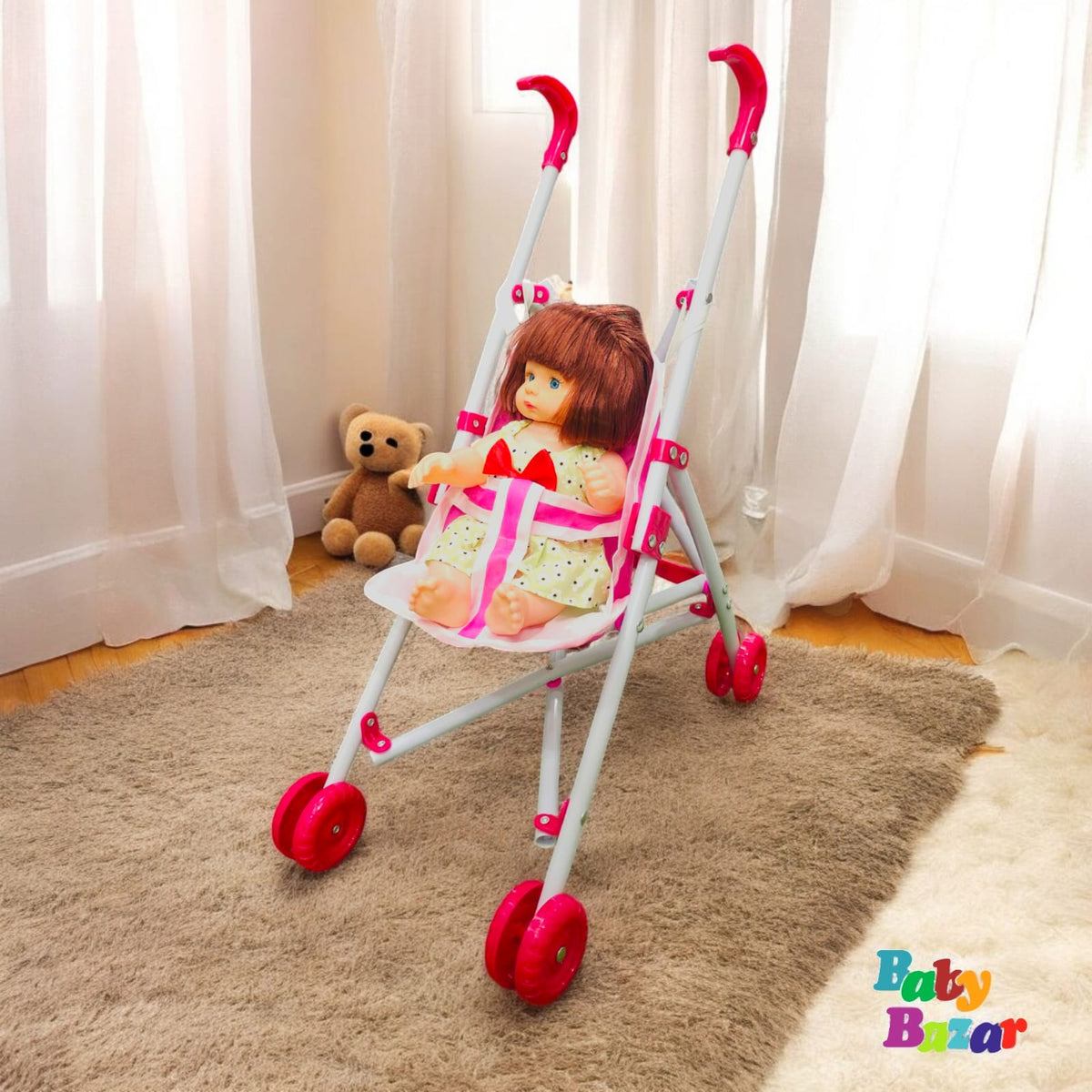 Foldable Baby Doll Stroller with 34cm Soft Doll Pretend Play baby ...