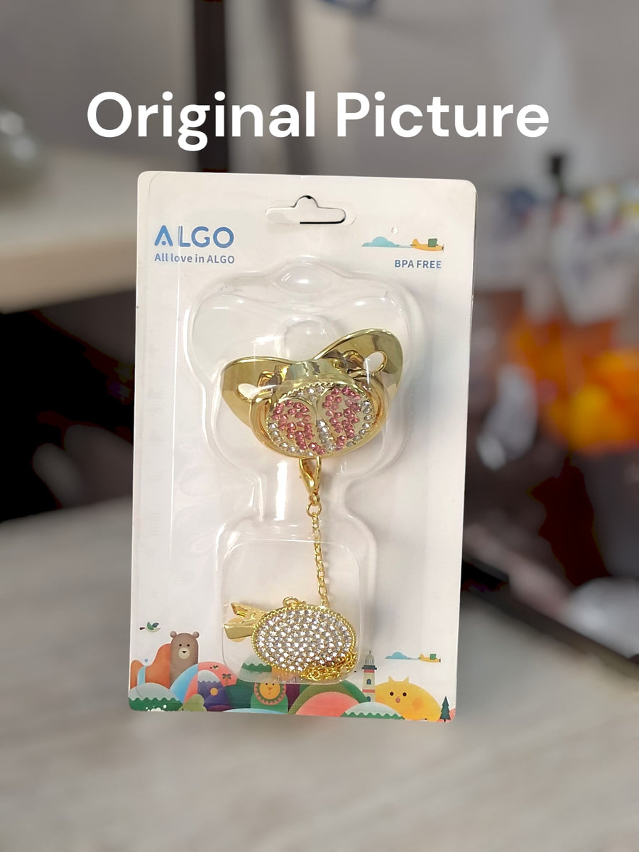 Gold Plated Baby Pacifier with Clip by ALGO baby - bazar – Baby Bazar