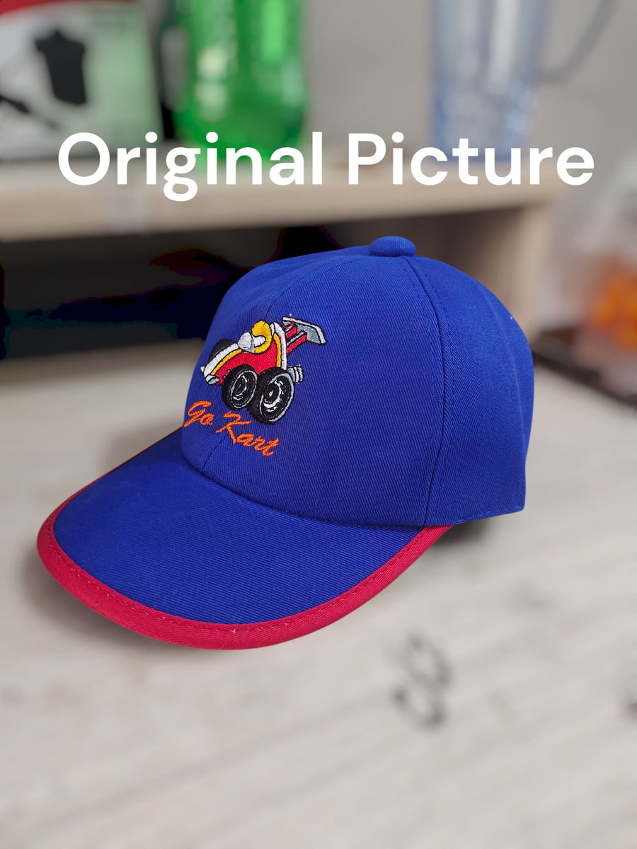 Blue “Go Kart” Cap for Kids – Embroidered Design baby - bazar – Baby Bazar