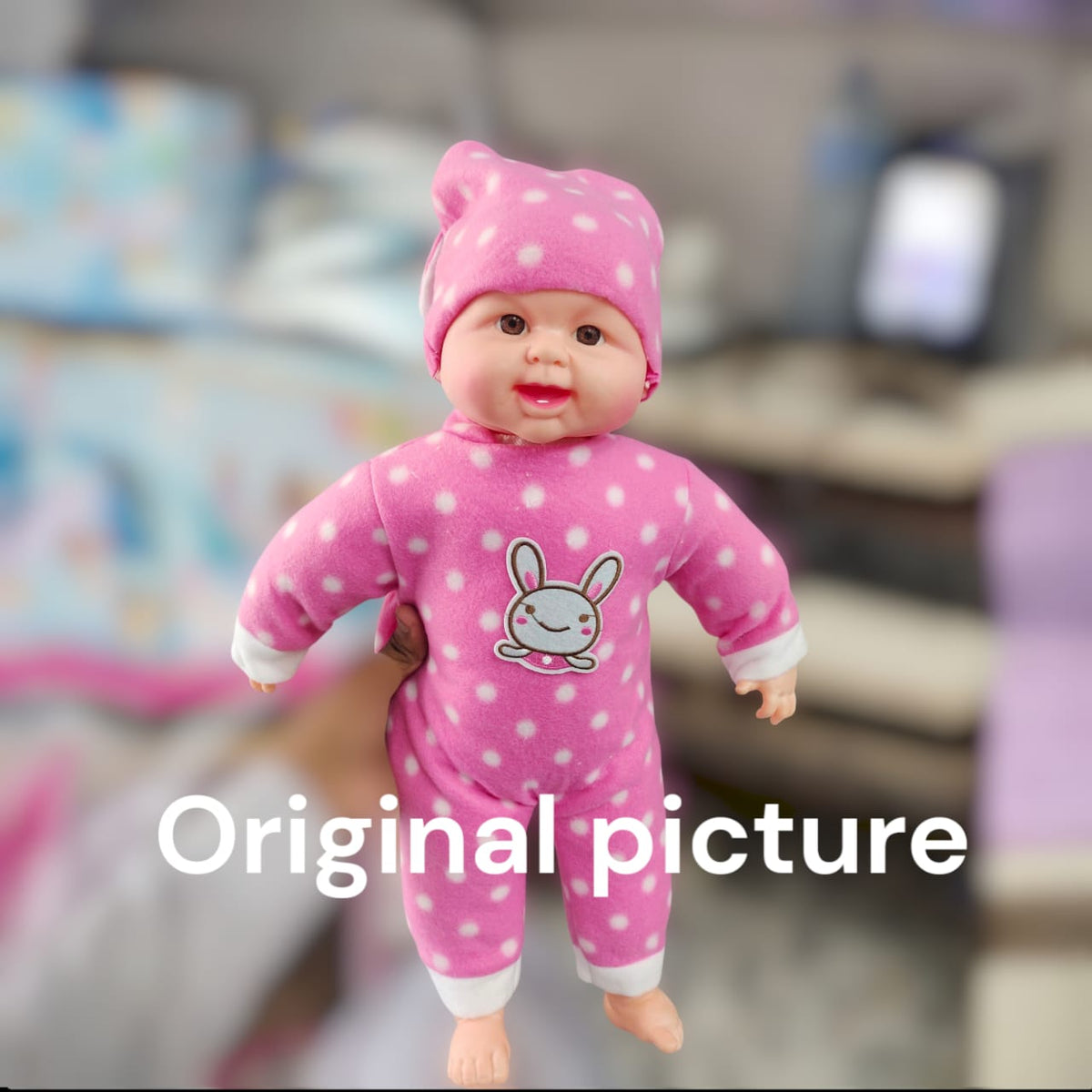 Pink Polka Dot Baby Doll with Bunny Print Outfit baby - bazar – Baby Bazar