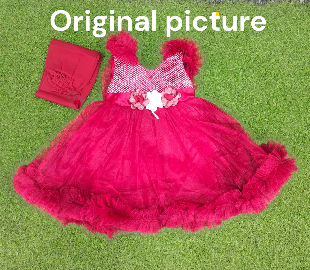 Elegant Red Net Frock for Baby Girls – Floral Waistband baby - bazar ...