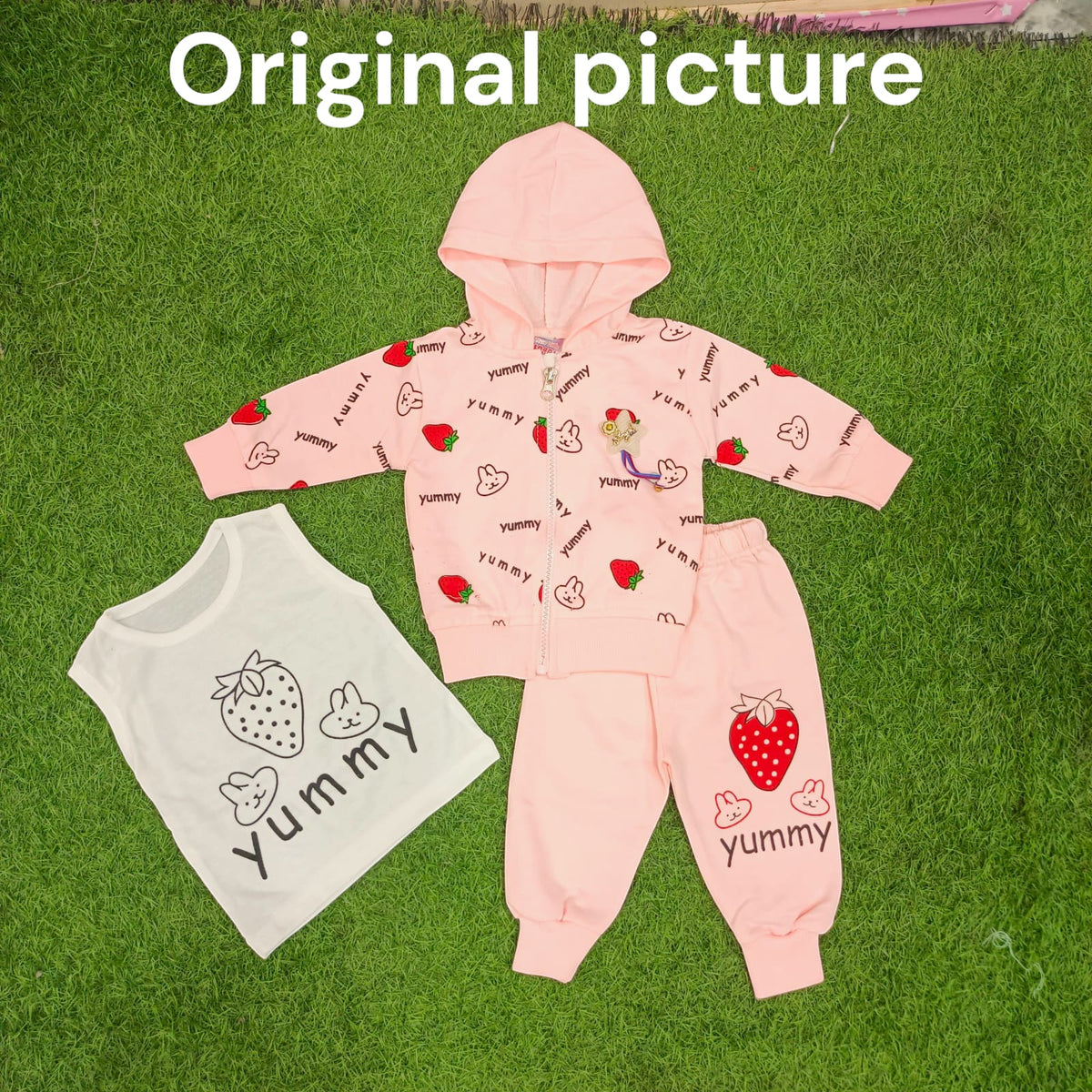 Girls’ Pink 3-Piece Yummy Strawberry Outfit – Mid-Season baby - bazar ...