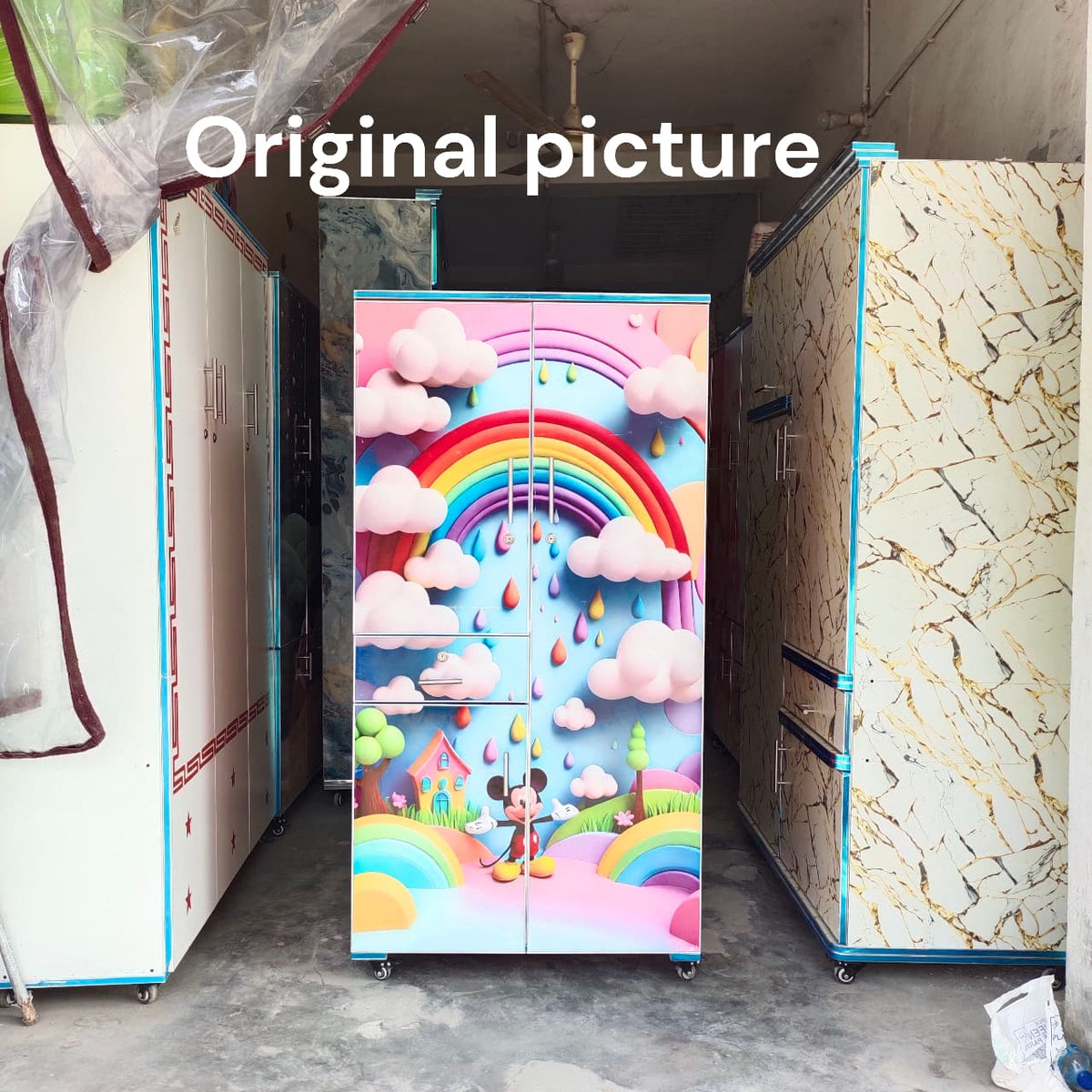 Kids Cartoon Wardrobe 5ft x 2.5ft (14" Depth) – Mickey Rainbow Design ...