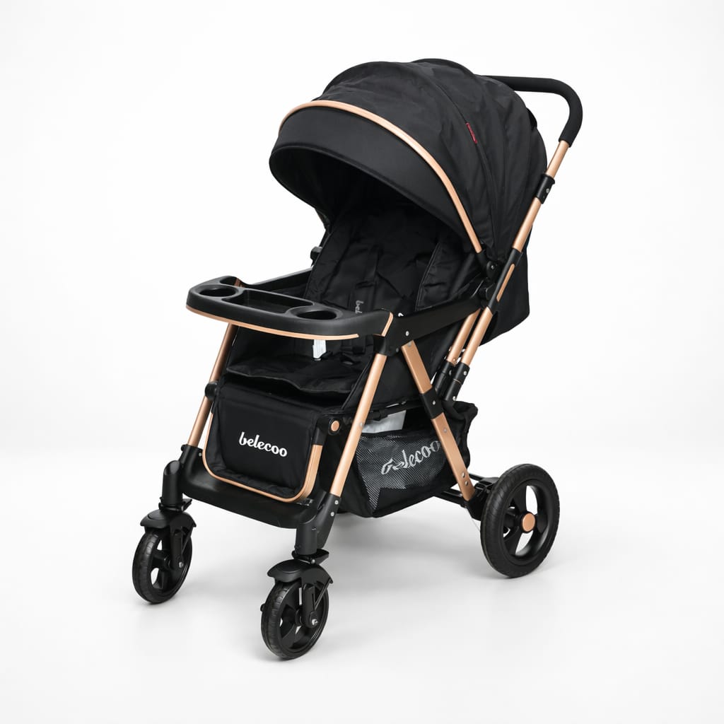 Belecoo Luxury Baby Stroller – Premium Black baby - bazar – Baby Bazar