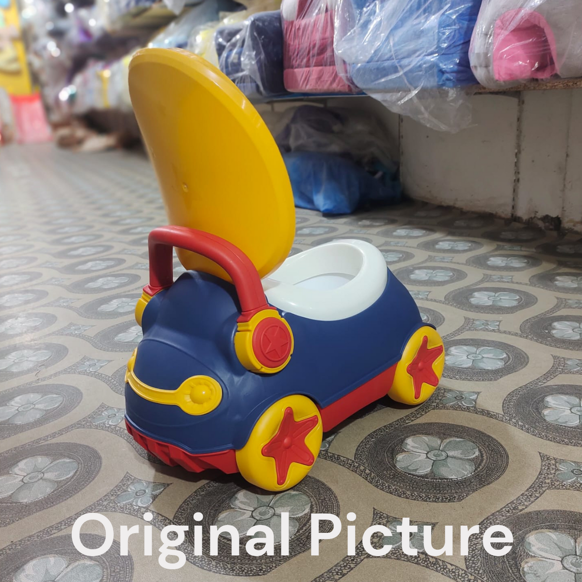 Potty Trainer Yellow And Blue Baby Potty Seat Car Shape - Baby Bazar