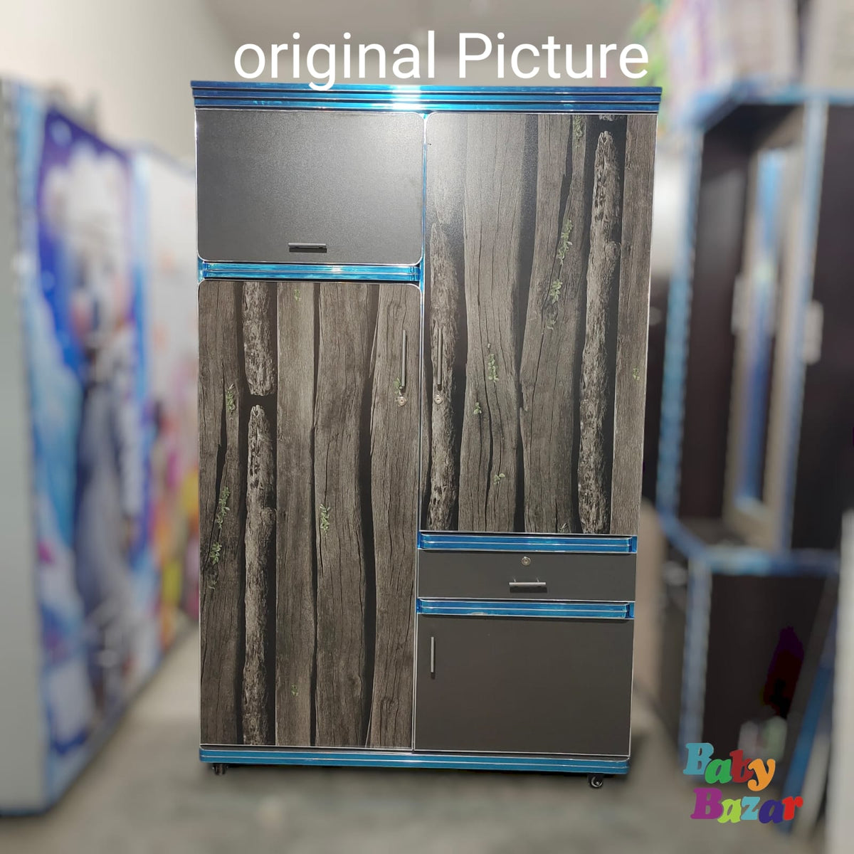 Compact Modern Dark Grey Wooden Almari 6ft x 4ft baby - bazar – Baby Bazar