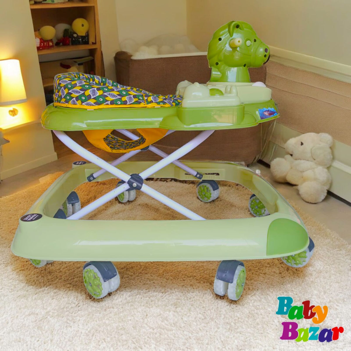 Mama Love Musical Baby Walker Green 3 Tune Music LED Lights – Baby Bazar