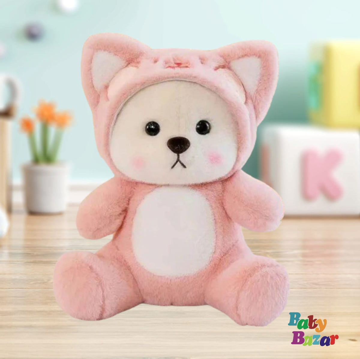 Stuffed Lina Bear Costume Pink Bear Plushie White Bear Wearing Strawbe ...