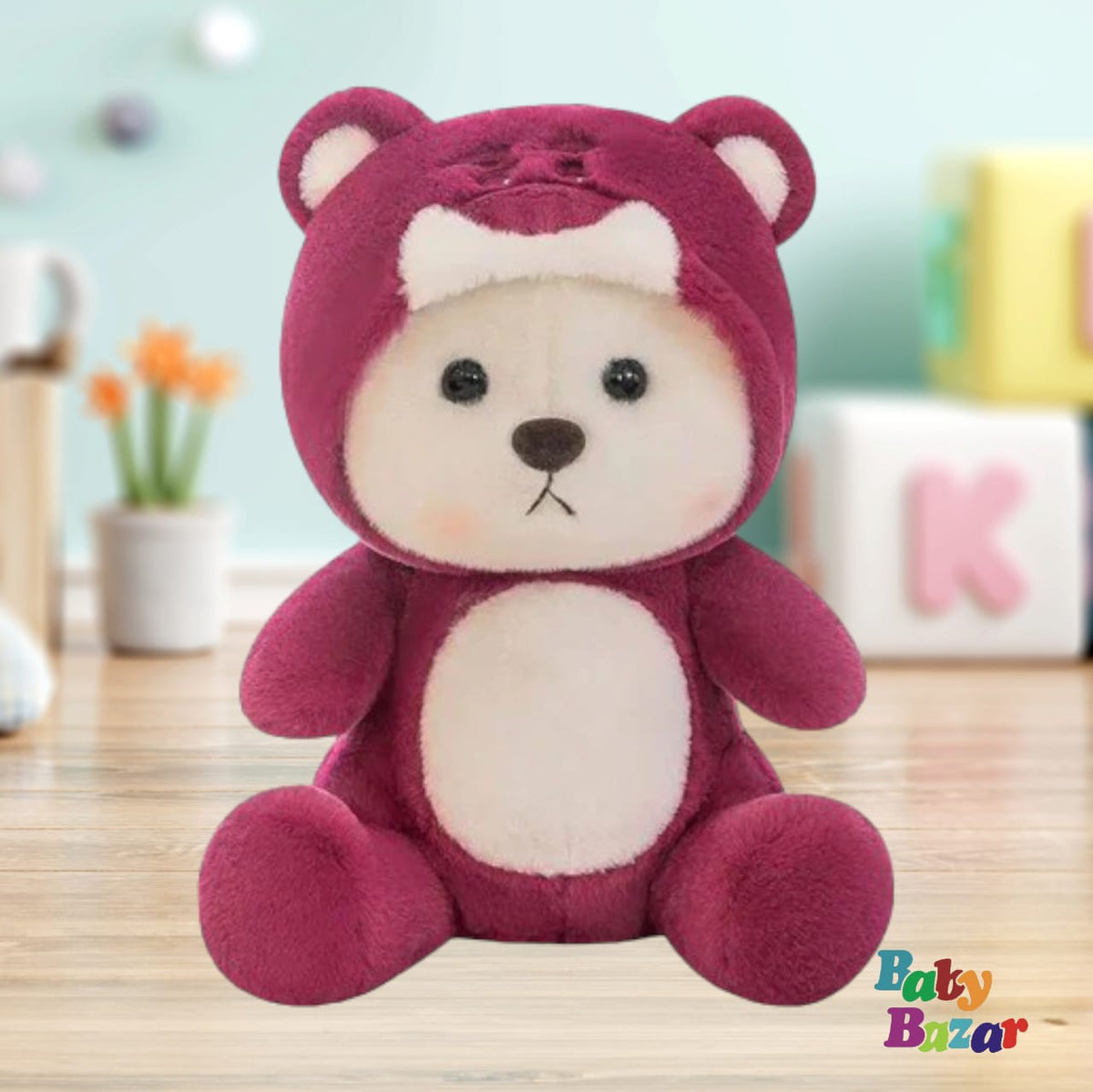 Stuffed Lina Bear Costume Pink Bear Plushie White Bear Wearing Strawbe ...