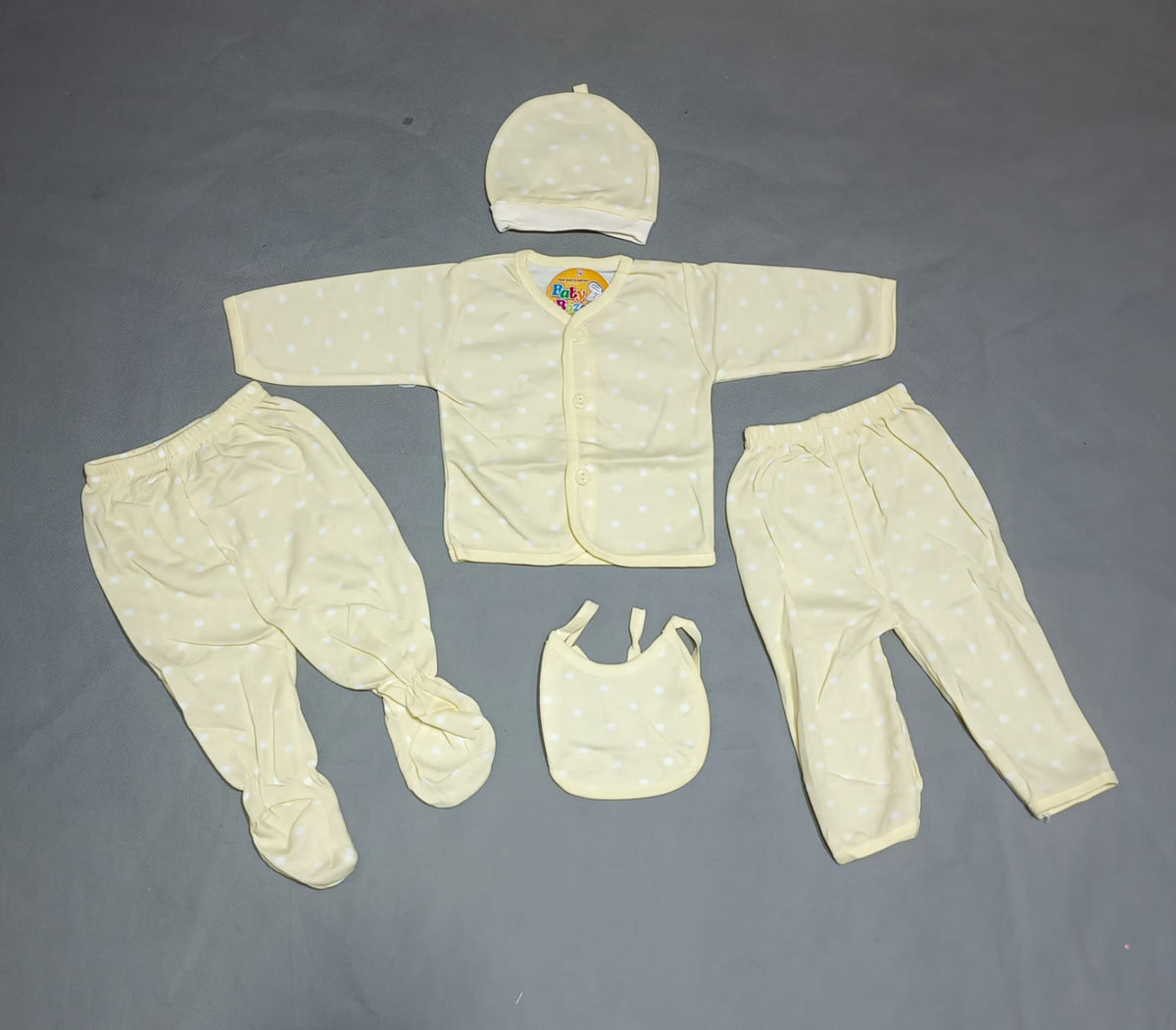 5Pc Set For New Born Baby Boy/Girl In Dotted Design Yellow Color – Baby ...